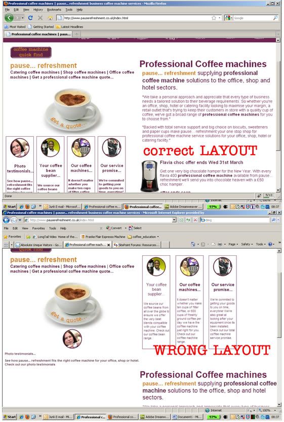 Front Page Layout Problem Html And Css Sitepoint Forums Web Development And Design Community